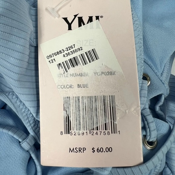 YMI | Swim | Ymi Removable Cups Ribbed Tie Front And Back Nwt Blue Swimsuit Size 2x Plus | Poshmark